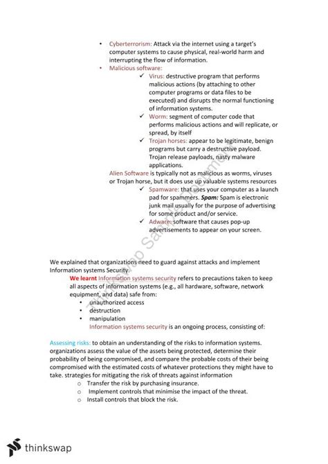 Introduction To Information Systems Full Summary Of Notes 31266 Introduction To Information