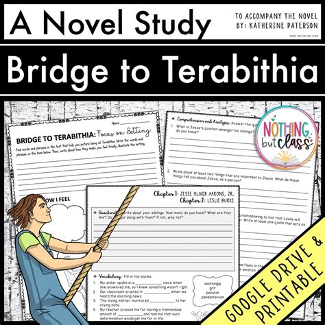 Bridge To Terabithia Novel Study Unit Literature Guide Comprehension