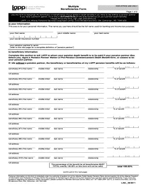 Fillable Online Multiple Beneficiaries Form LA2L Local Authorities
