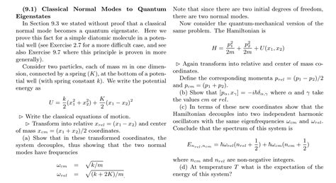 Solved 91 ﻿classical Normal Modes To
