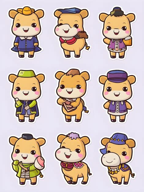Premium Vector Cute Camel Collection 9piece Cute Kawaii Camel Sticker