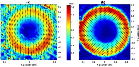 A Piv Velocity Maps Constructed After Averaging The Velocity Vectors