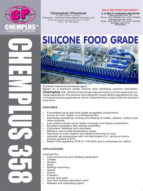 Cemplus 358 Silicon Food Grade Pdf Lubricant Silicone