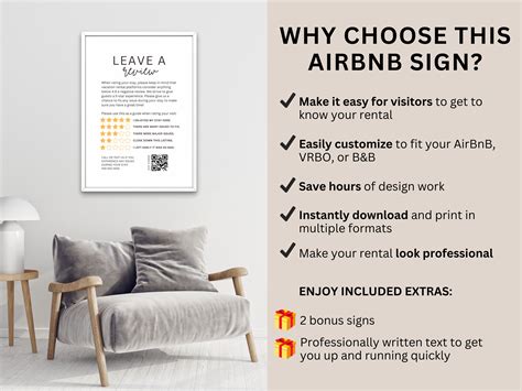 Airbnb Rating Sign Air Bnb 5 Star Review Airbnb Review Sign Printable
