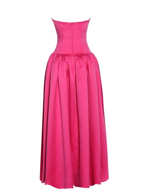Walterina Fuchsia Satin Strapless Drop Waist Corset Gown 218