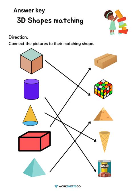 3d Shapes Matching Worksheets Worksheetsgo
