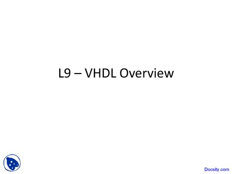 Hardware Description Language Intro To Advanced Digital Design