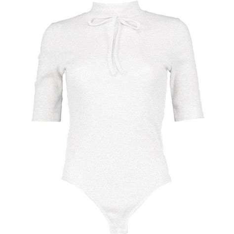 Boohoo Emily High Neck Drawstring Rib Bodysuit Boohoo 14 Liked On