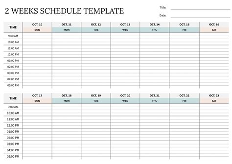 2 Week Schedule Template