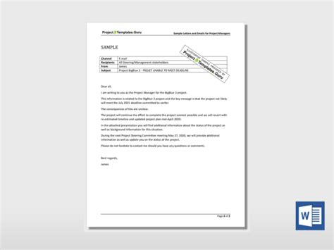 Project Unable To Meet Deadline Email