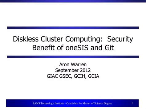 Ppt Diskless Cluster Computing Security Benefit Of Onesis And Git Powerpoint Presentation
