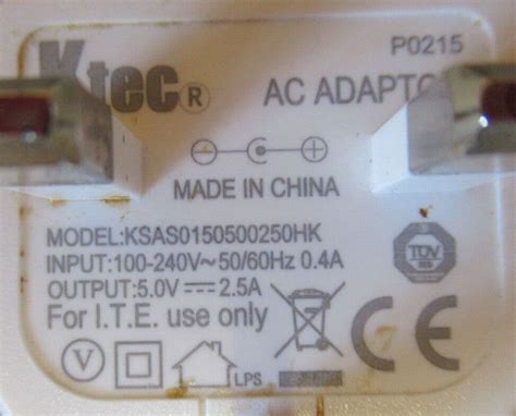Ktec Ksas0150500250hk Uk Plug Ac Power Adapter 12 5w 5v 2 5a