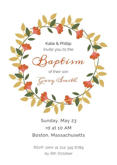 Printable Templates Of Baptism Invitations Online Free Fotor