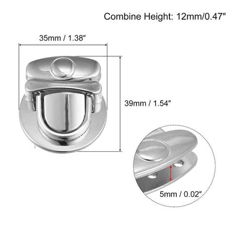 Turn Lock Clasp 39mm X 35mm Zinc Alloy Purse Closure Twist Lock 6pcs