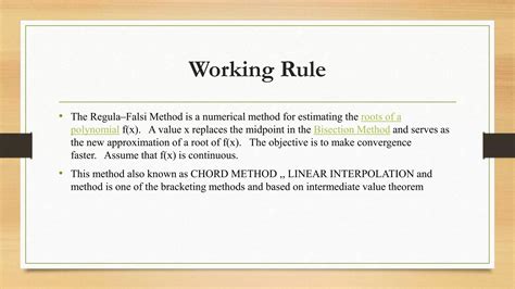 False Point Method Regula Falsi Method PPT