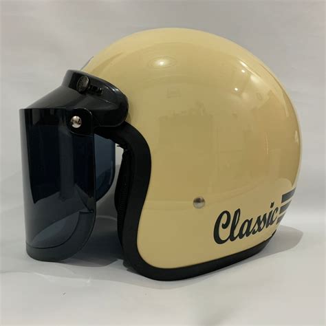 Jual PROMO Helm Bogo Cream Glossy Classic Polos Solid SNI Dewasa