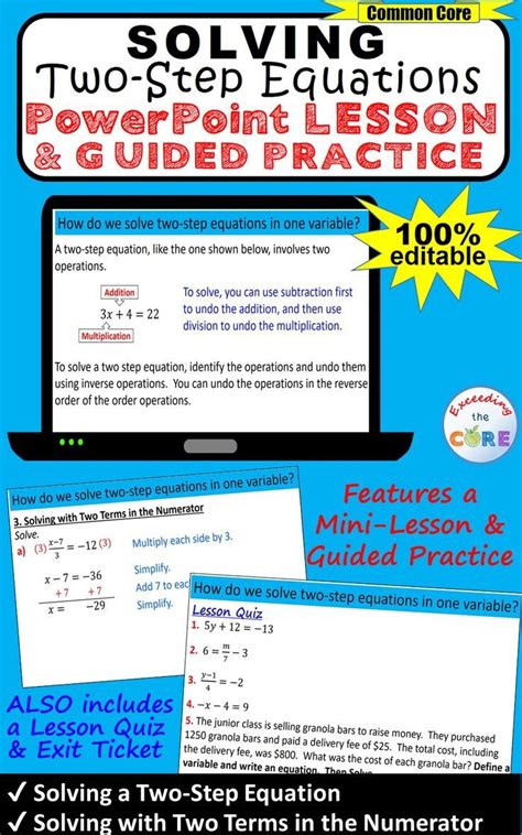 Solving Two Step Equations Powerpoint Lesson And Practice Distance Learning Two Step Equations