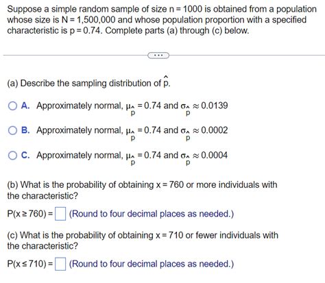 suppose a simple random sample of size n 1000 is