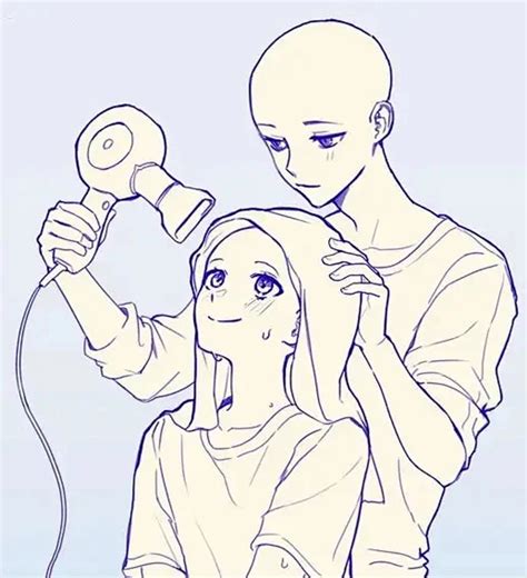 【线稿素材】情侣cp双人互动姿势参考，你的本子能用上 花瓣网