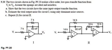 Solved 920 The Two Circuits Shown In Fig P920 Realize A First Order