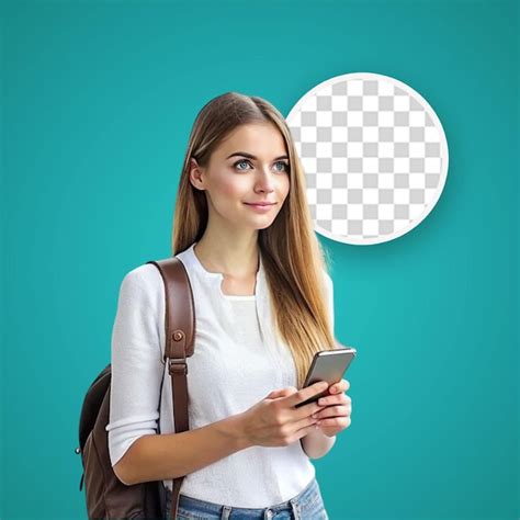 Girl Using Mobile Phone To Contact Friend After College Texting As