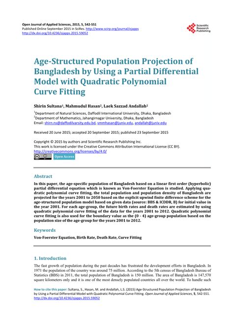 Pdf Age Structured Population Projection Of Bangladesh By Using A