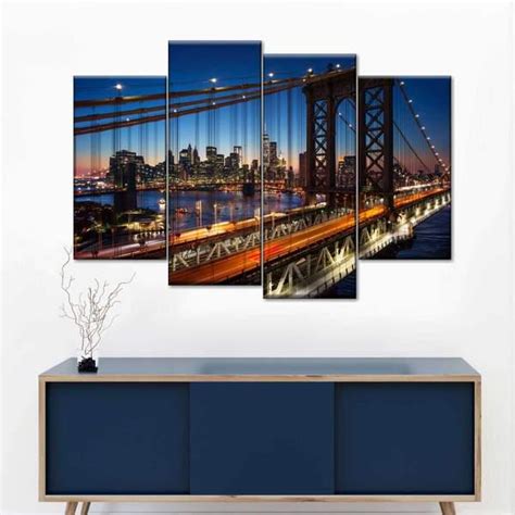 ᐉ Модульная картина Kil Art Ночной Нью Йорк из четырех частей 89x56 см