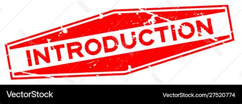 Grunge Red Introduction Word Hexagon Rubber Seal Vector Image
