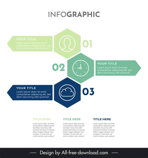 3 Elements Infographic Template Flat Symmetric Geometric Horizontal Tabs Vectors Images Graphic
