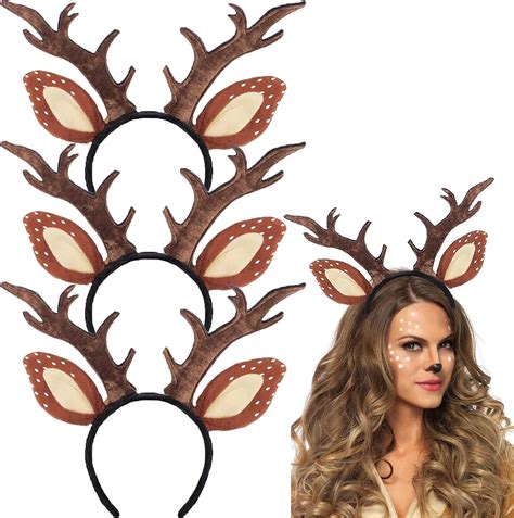 Yssreey 3 Pack Deer Antler Headbands Womens Fawn Horn
