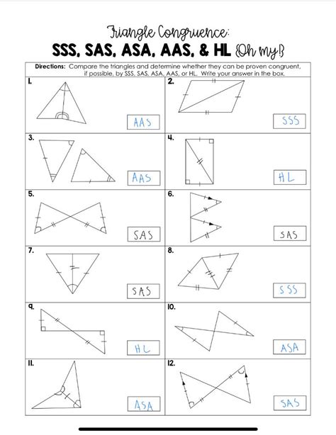 Solved Fiangle Congruence SSS SAS ASA AAS HL Oh MyB Chegg