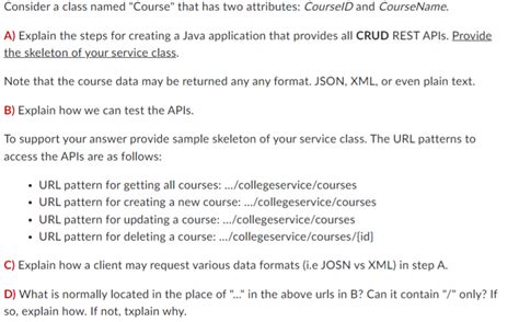 Consider A Class Named Course That Has Two