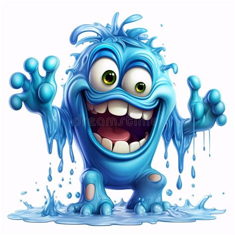 Personaje De Caricatura Monstruo Azul Gracioso Aislado En Fondo