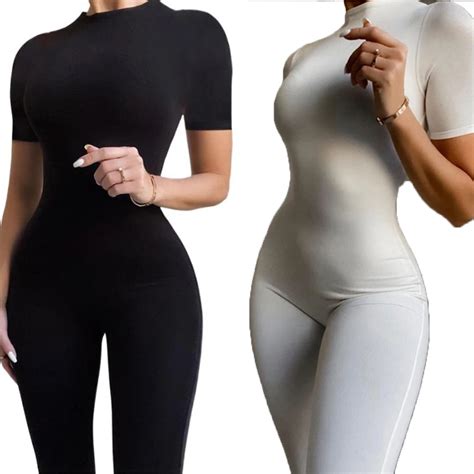 U Shot Women Turtleneck One Piece Sportwear Yoga Solid Long Sleeve