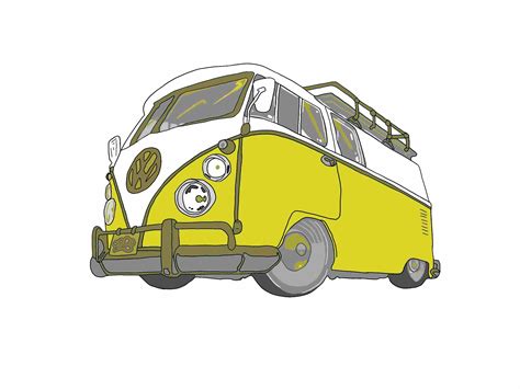 Vw Bus Split Window With Clear Background In Mustard And Khaki Etsy
