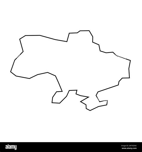 Ukraine Country Thin Black Outline Silhouette Simplified Map Vector