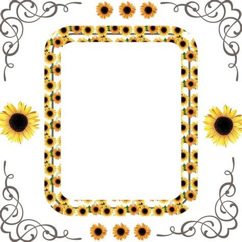 Marco Floral De Borde De Girasol Vector Premium