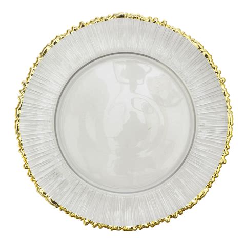 Glass Charger Plate 13 Gold 8 Pieces
