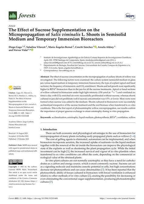 Pdf The Effect Of Sucrose Supplementation On The Micropropagation Of Salix Viminalis L Shoots