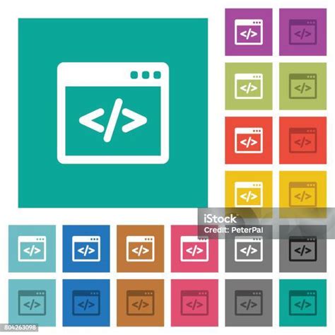 프로그래밍 코드 소프트웨어 창 스퀘어에서 플랫 멀티 컬러 아이콘 Php 프로그래밍 언어에 대한 스톡 벡터 아트 및 기타 이미지 Php 프로그래밍 언어 Html 가상