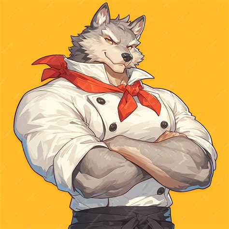 Premium Vector A Sly Wolf Chef Cartoon Style