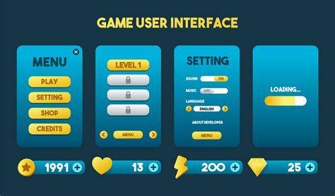 Game Ui Design Blue On Behance