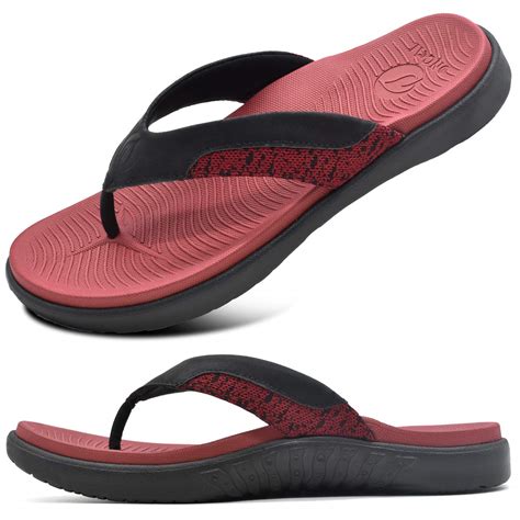 Oncai Mens Flip Flop Open Toe Athletic Straps Orthotic Summer Plantar