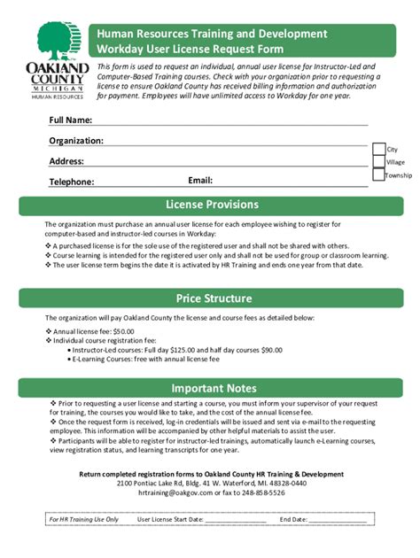 fillable online human resources training and development fax email