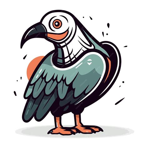 白い背景に孤立したハゲワシのベクトルイラスト ⁇ 漫画スタイル Premium Ai生成ベクトル画像