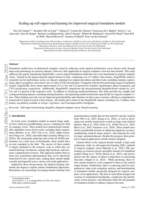 Pdf Scaling Up Self Supervised Learning For Improved Surgical