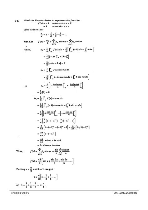 Solved Examples In Fourier Series Pdf