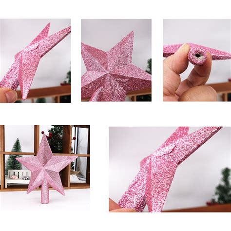2 Stuks Glitter Vijfpuntige Ster Kerstboom Topper Vicedeal