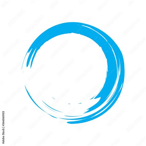 Circle Brush Stroke Vector Isolated On White Backgroundblue Enso Zen