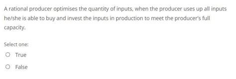 solved a rational producer optimises the quantity of inputs